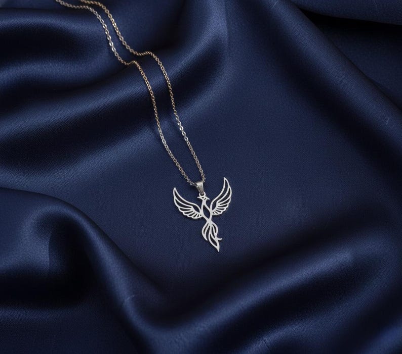 Phoenix Necklace • Minimalist Anka Bird Pendant • 925 Sterling Silver ...