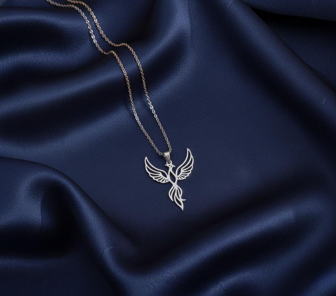Phoenix Necklace • Minimalist Anka Bird Pendant • 925 Sterling Silver ...
