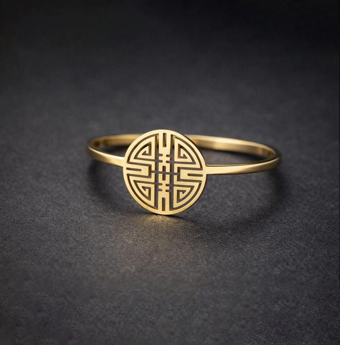 Shou Longevity Ring, 925 Sterling Gold Symbol Ring, Chinese Eternal ...
