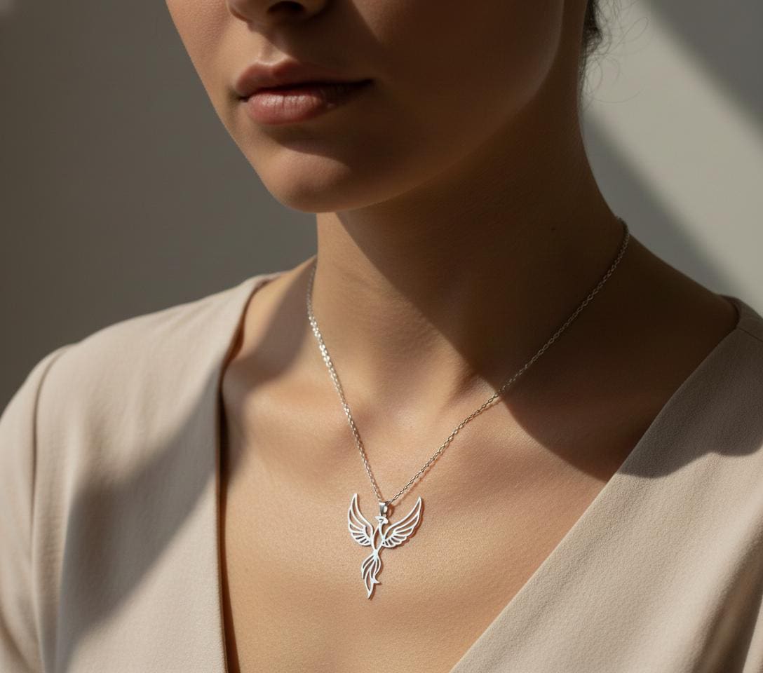 Phoenix Necklace • Minimalist Anka Bird Pendant • 925 Sterling Silver ...