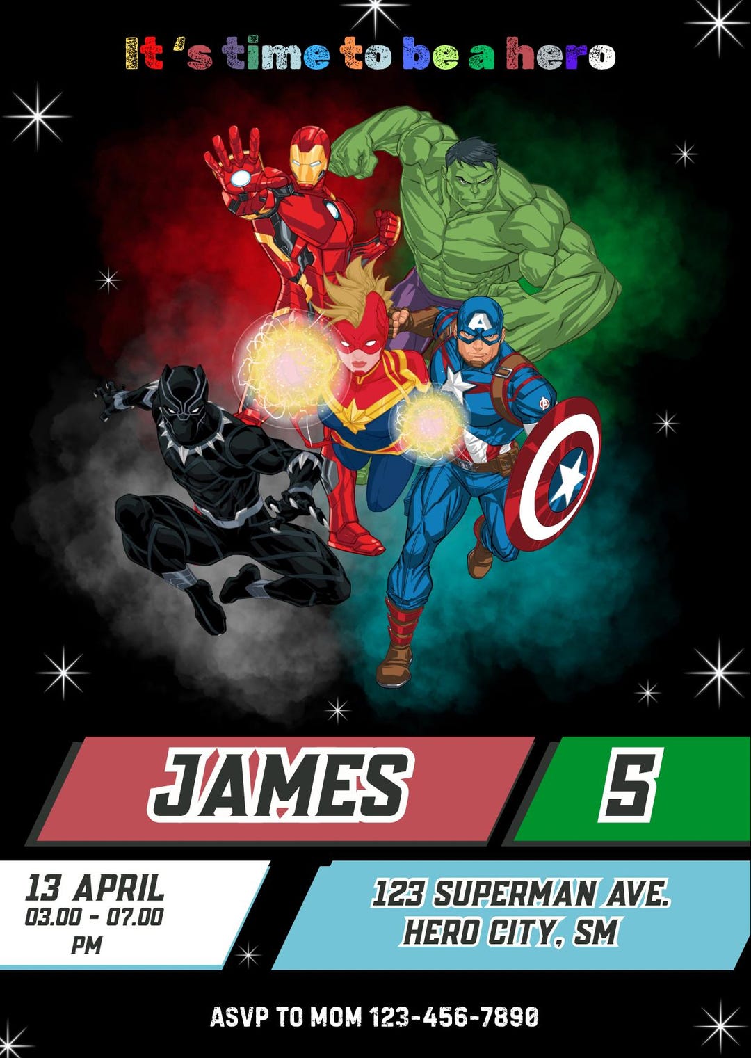 Marvel Superhero Birthday Invitation | Avengers Party Invite | Digital ...