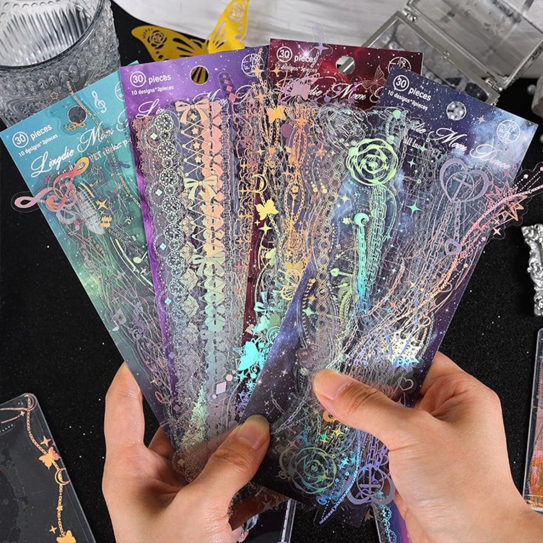 30PCS Holographic Lace Chain Clear Kpop Deco Stickers DIY - Etsy