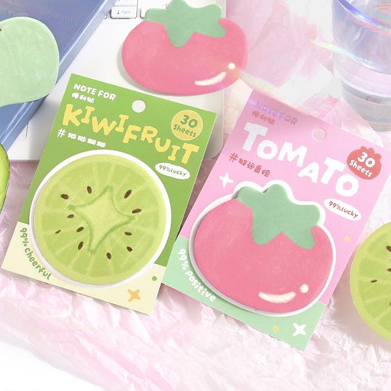 Sticky Notes Cute Sticky Memo Notepads 30 Sheets Tomato Kiwi Toast ...