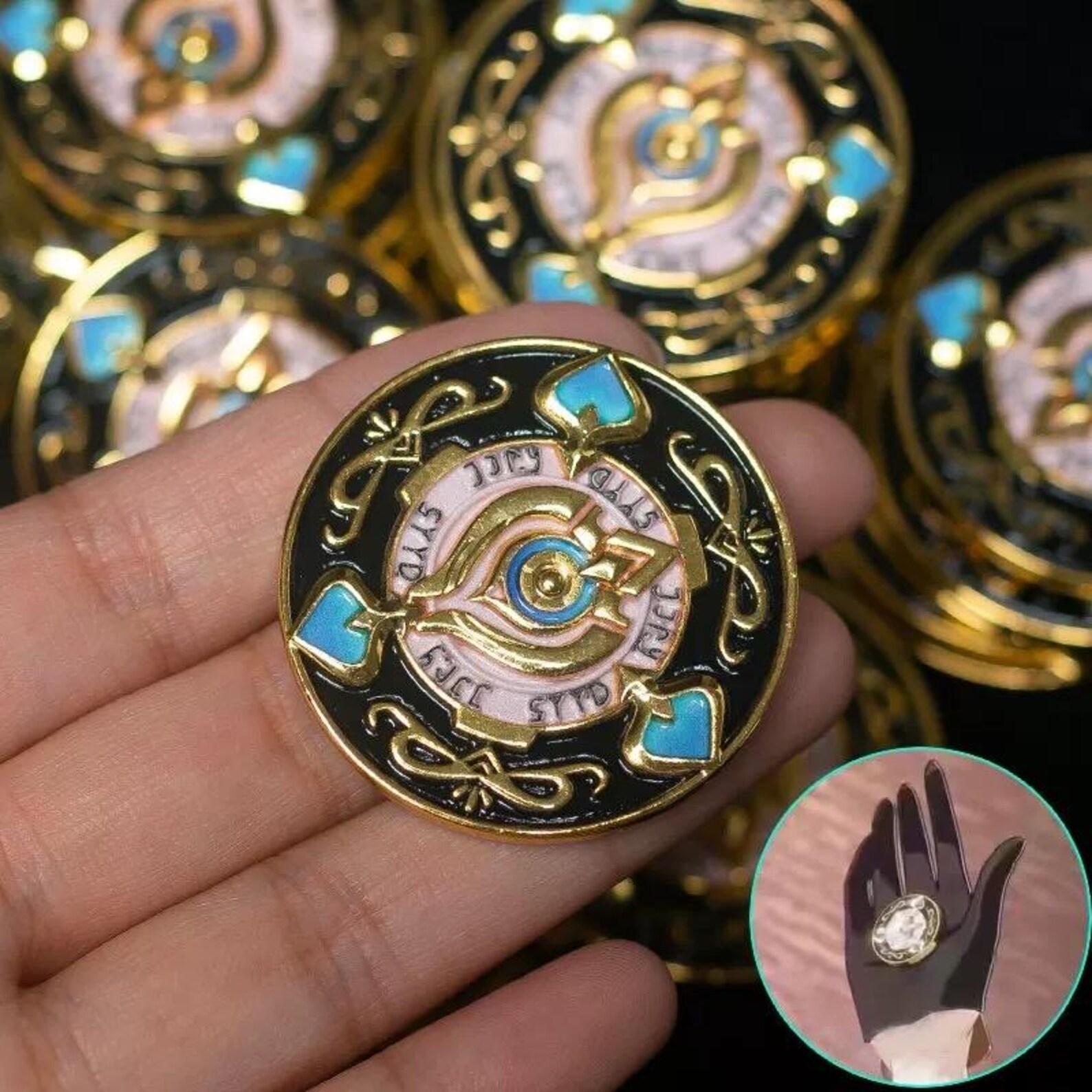 HSR Aventurine Golden Metal Coins Tokens Enamel Coins Double Sided 4cm ...