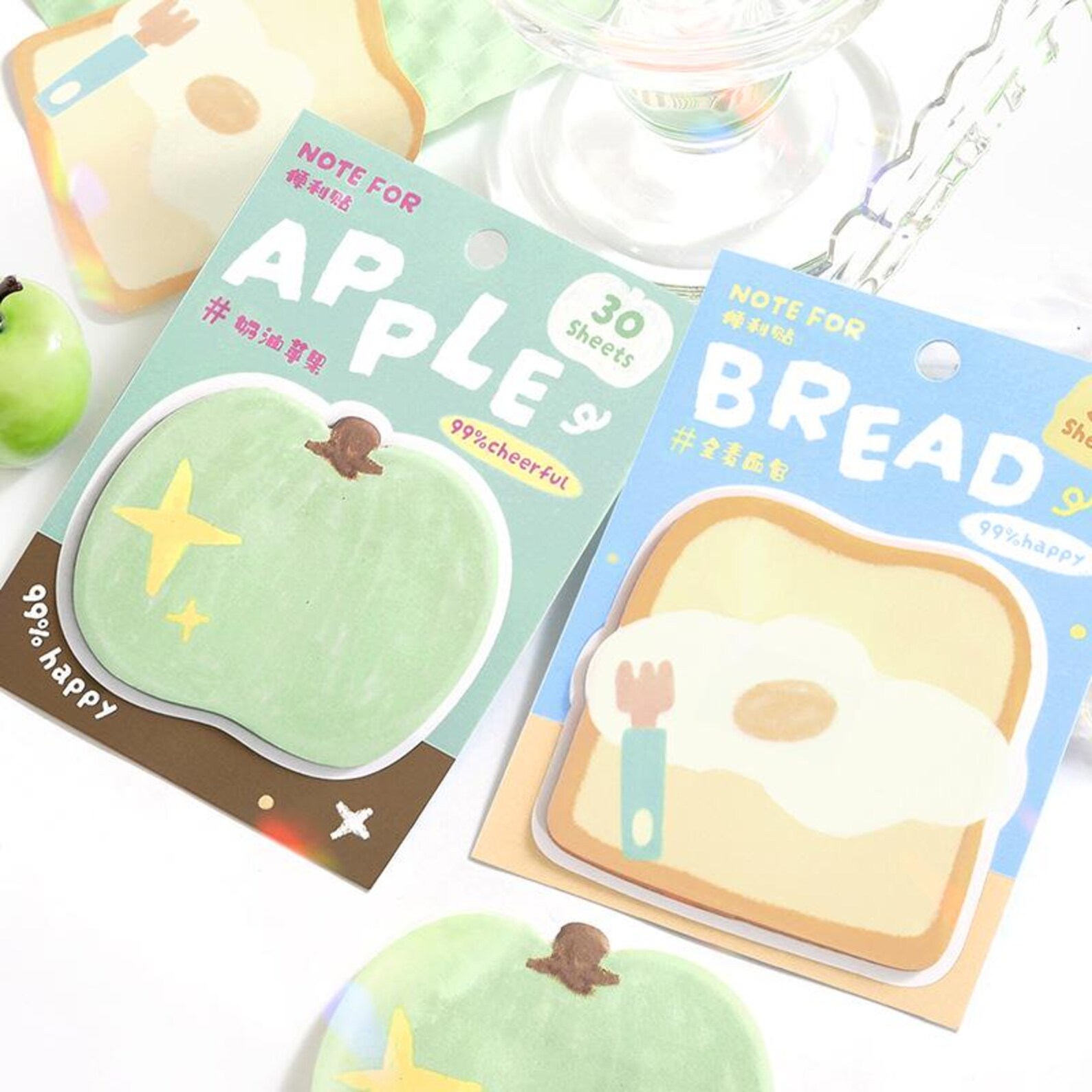 Sticky Notes Cute Sticky Memo Notepads 30 Sheets Tomato Kiwi Toast ...