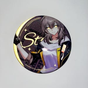 HSR Glitter Shining Large Pins Buttons 7.5cm Sunday Robin Sparkle Black ...