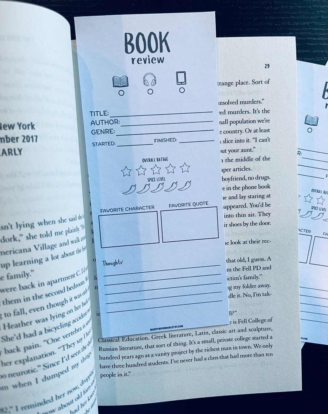 Book Review Bookmarks: Reading Log Cards - Set of 6 - Etsy