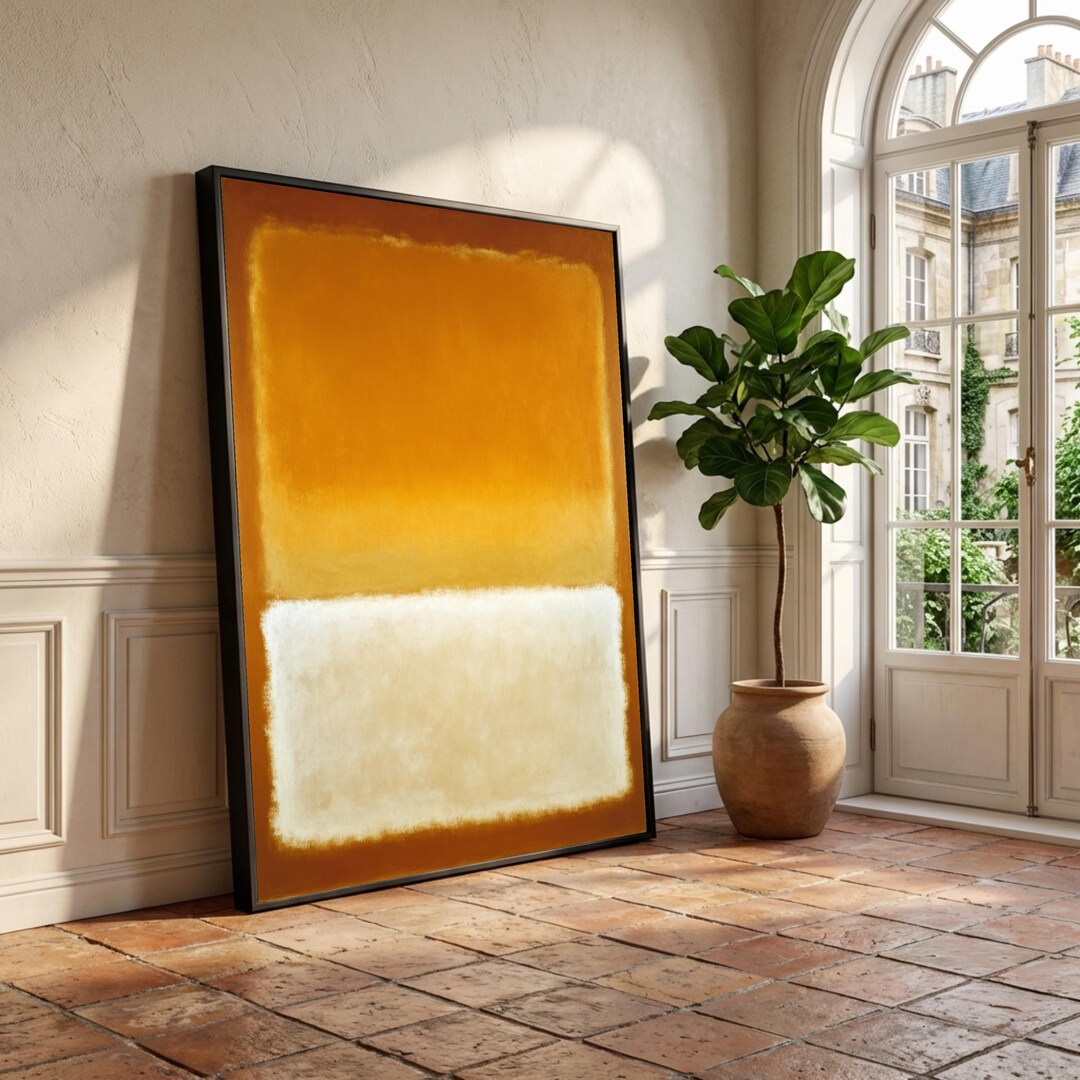 Abstract Gold and Cream Color Block Canvas, Modern Minimalist Wall Art ...