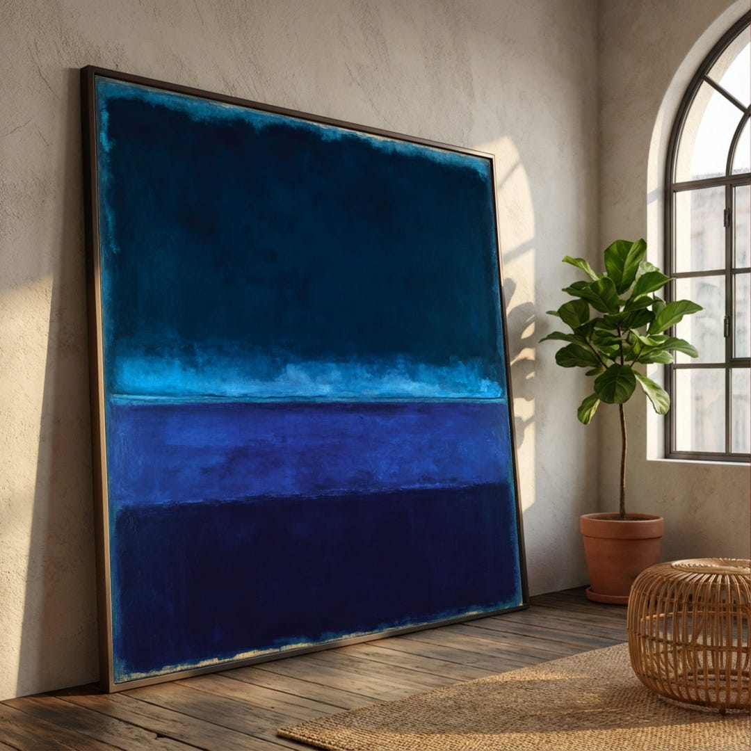 Deep Blue Abstract Canvas Wall Art, Mark Rothko Modern Art, Color Field ...