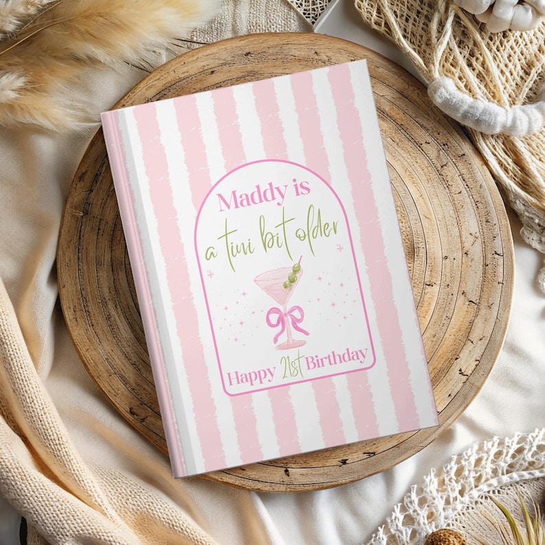 Tini Bit Older Birthday Guestbook Dirty Thirty Martini Girly Birthday ...