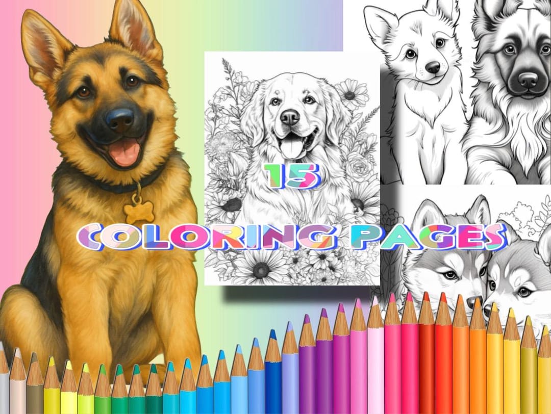 Printable Dog Coloring Pages – Digital Coloring Book for Kids & Adults ...