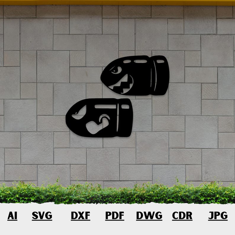 Mario Bullet Wall Art Laser Cut Svg Dxf Pdf Files | Mario Bullet File ...