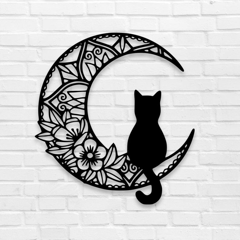 Cat and Moon Laser Cut File | CNC Router Design (digital Download) - Etsy