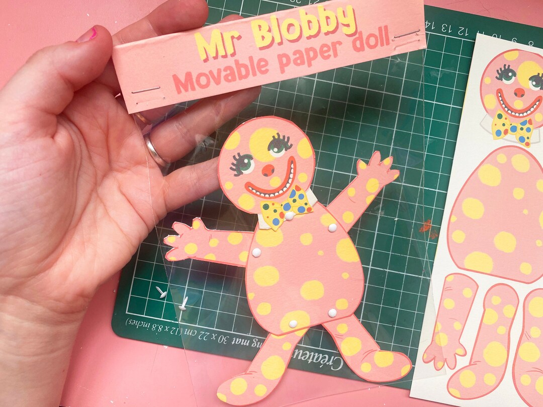 Mr Blobby 90's Inspired Movable Paper Doll - Horror, Craft, Collectible ...