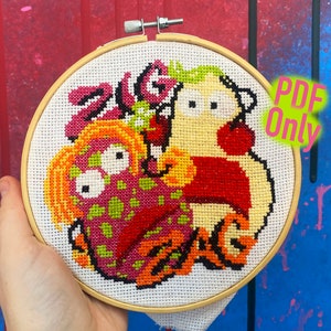 Zig and Zag Inspired Irish Alien Adult Cross Stitch Instant PDF Digital ...