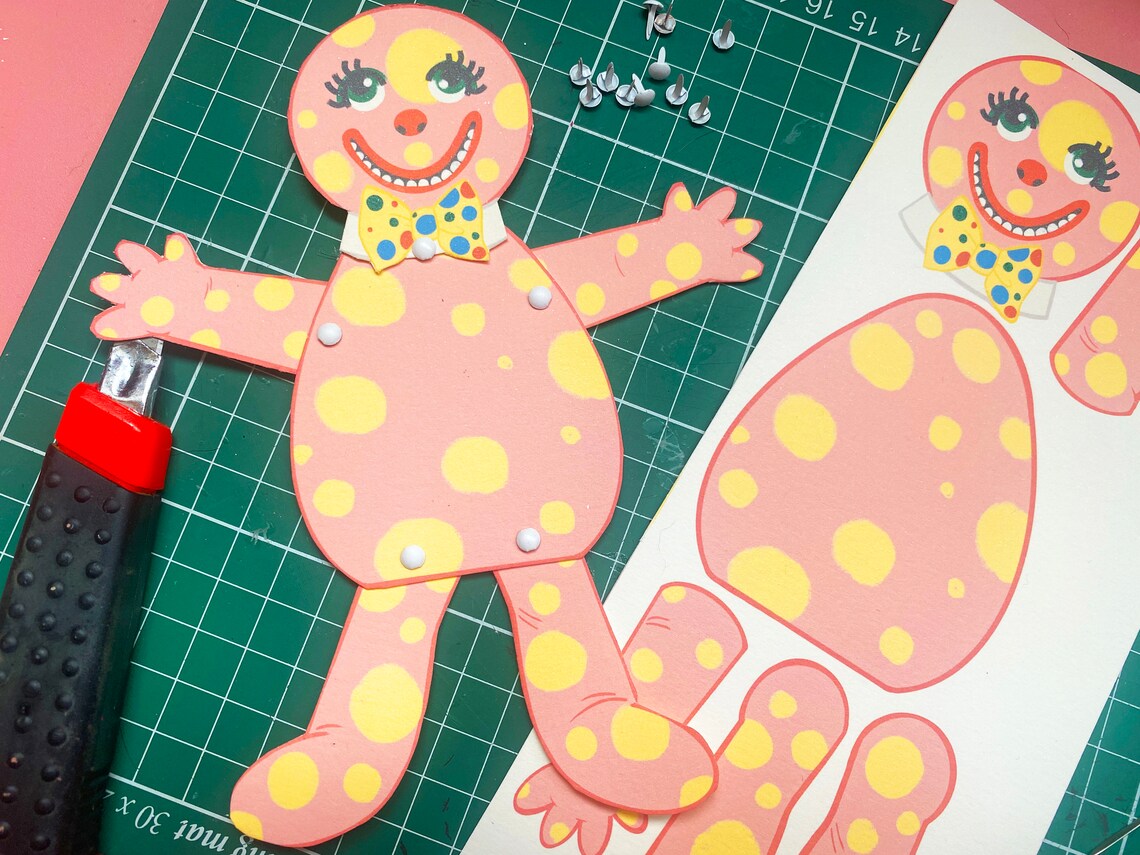 Mr Blobby 90's Inspired Movable Paper Doll - Horror, Craft, Collectible ...