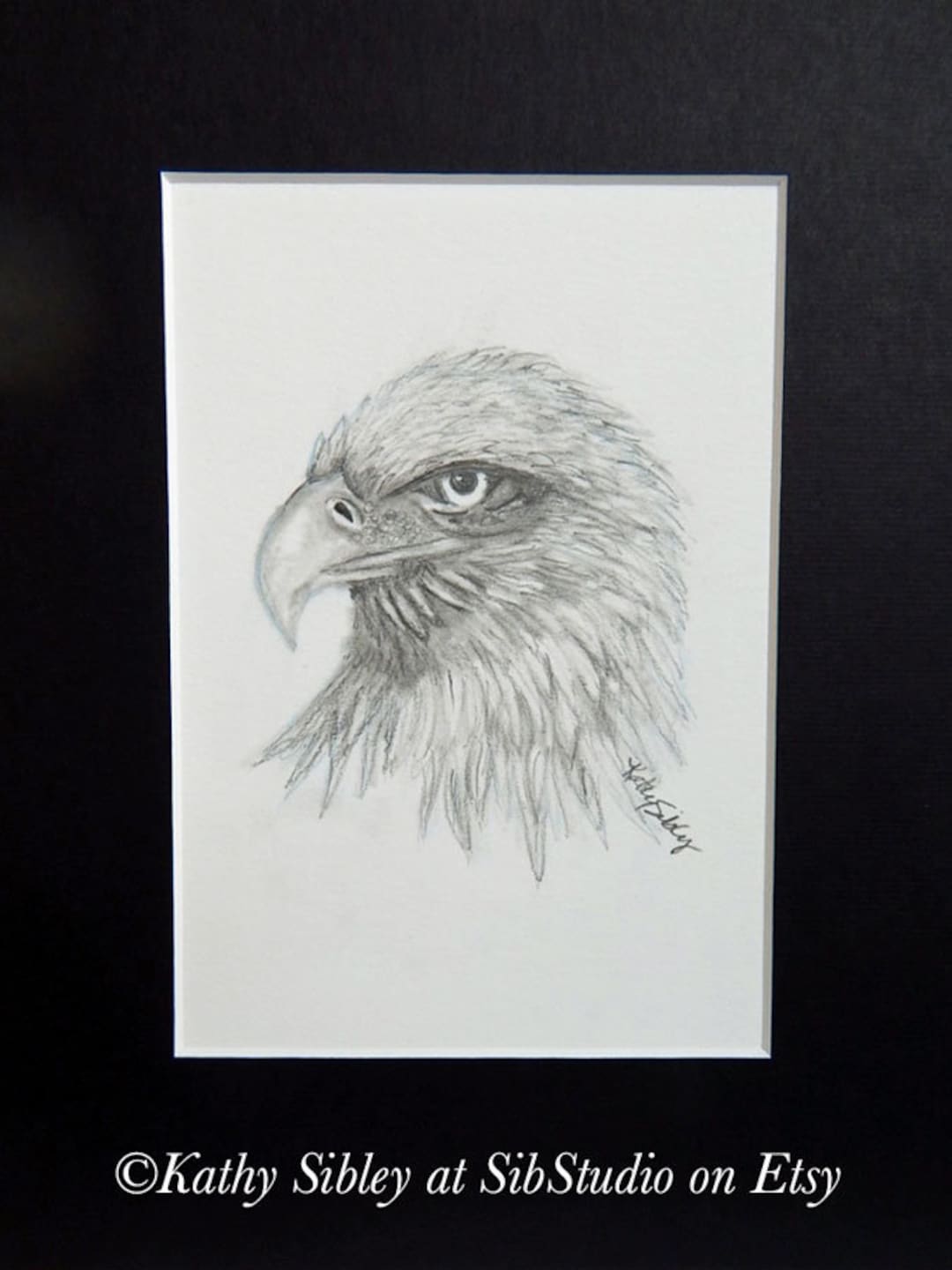 Eagles Graphite Drawing, Original Drawing, 5 X 7 ", Matted 8 X 10 ...