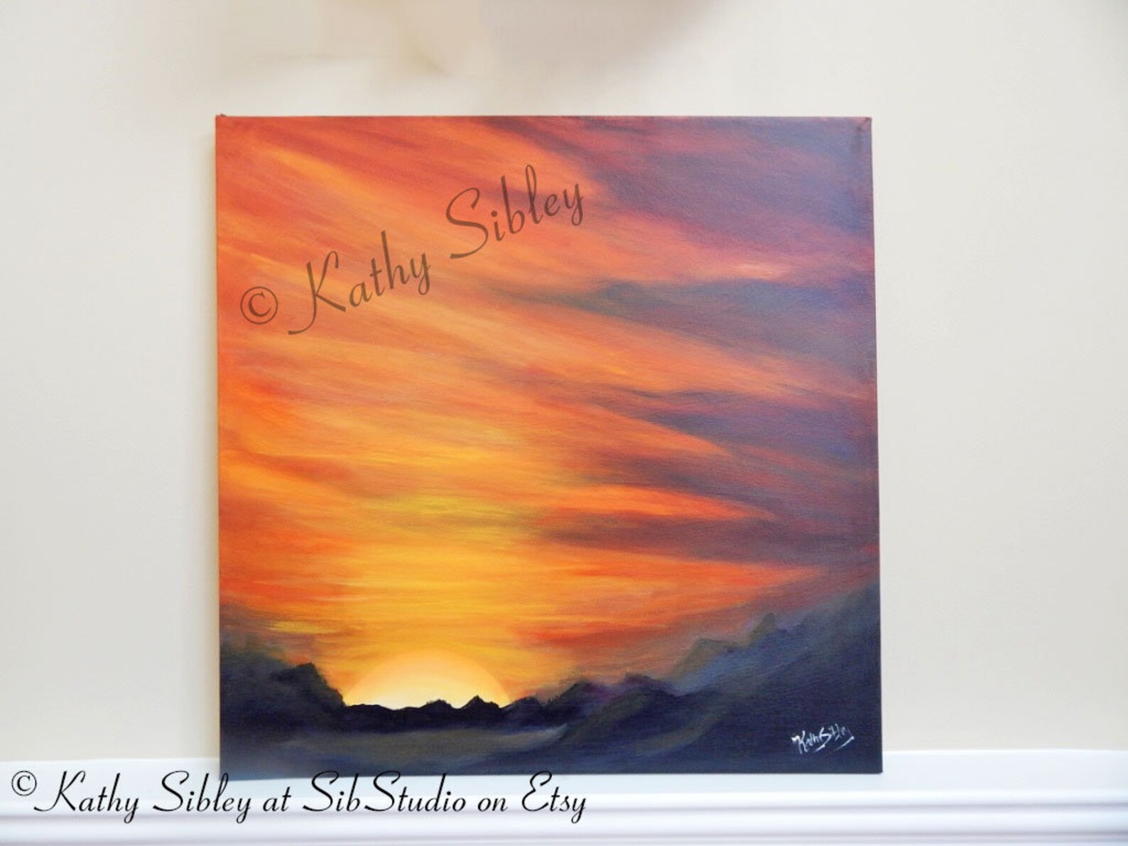 Morning Sunrise Painting, Original Acrylic Painting, 20 X 20 Inches ...