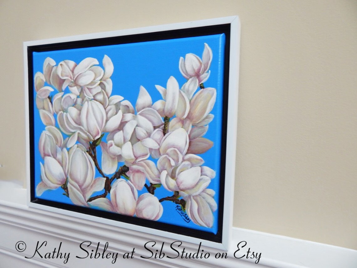 Magnolia Flower Painting, Original Acrylic Painting, 14 X 11 Inches ...