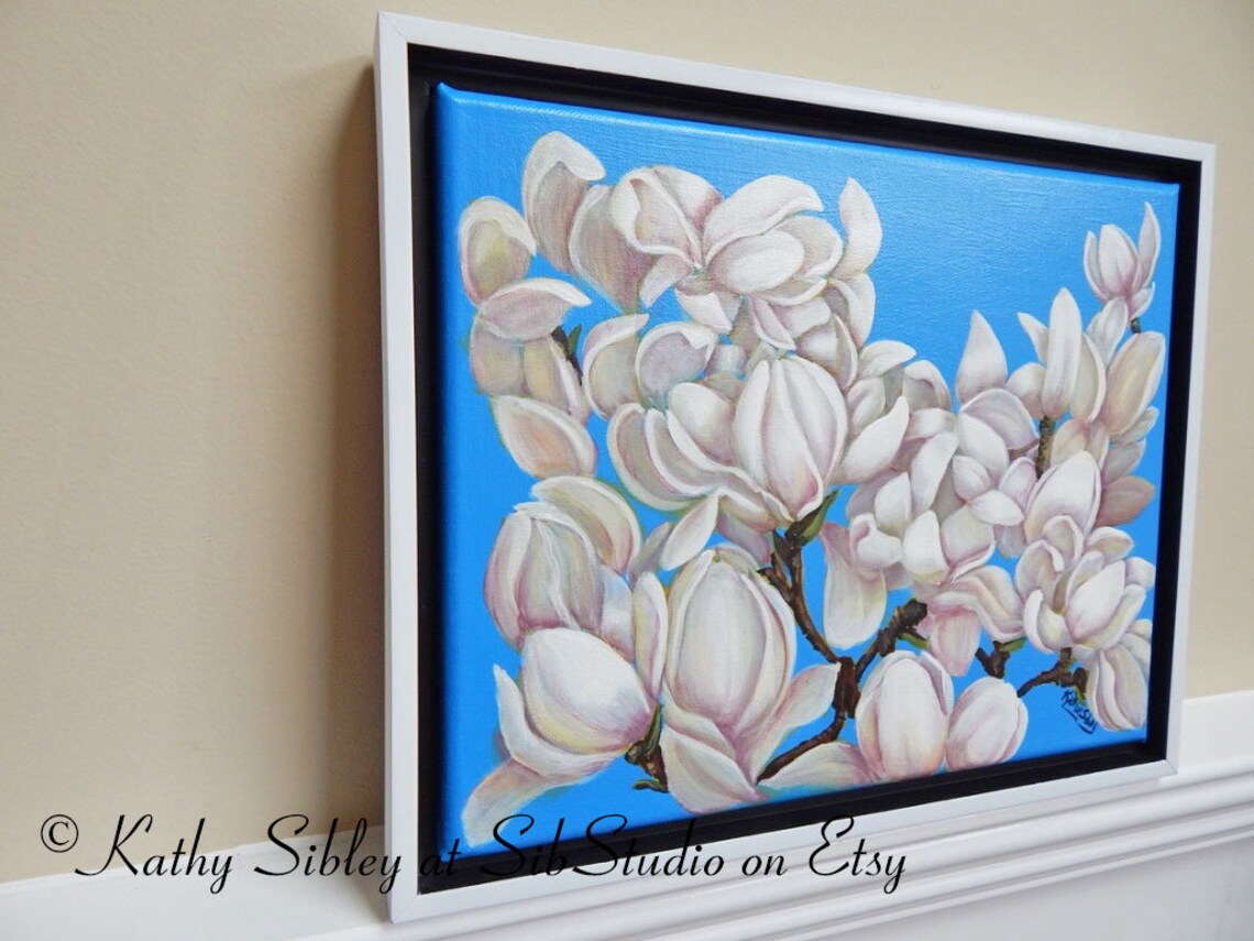 Magnolia Flower Painting, Original Acrylic Painting, 14 X 11 Inches ...