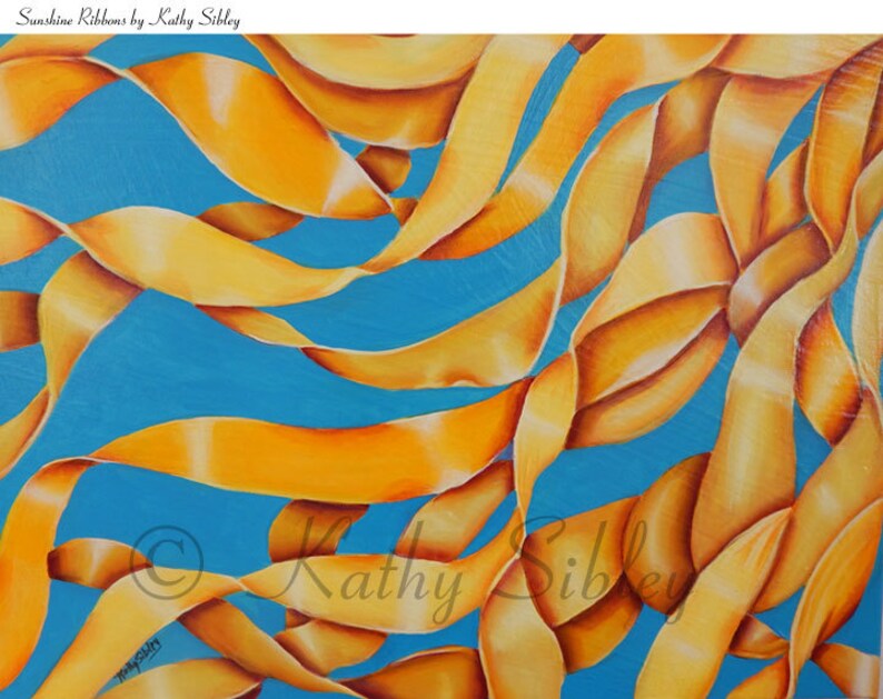 Yellow Ribbons Painting, 16 X 20 Inches Canvas, Original Acrylic ...