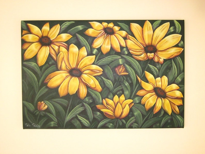 Black-eyed Susans, Large Orginal Painting, 36 X 24 Inches, Acrylic ...