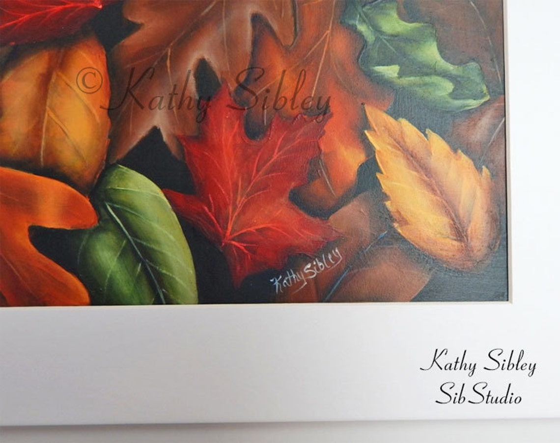 Fall Leaves Painting, Original Art, 8 X 10" Matted 11 X 14", Acrylic on ...