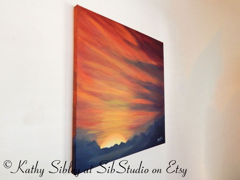 Morning Sunrise Painting, Original Acrylic Painting, 20 X 20 Inches ...