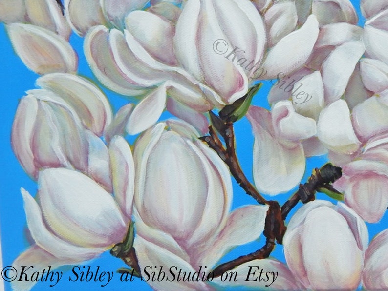 Magnolia Flower Painting, Original Acrylic Painting, 14 X 11 Inches ...