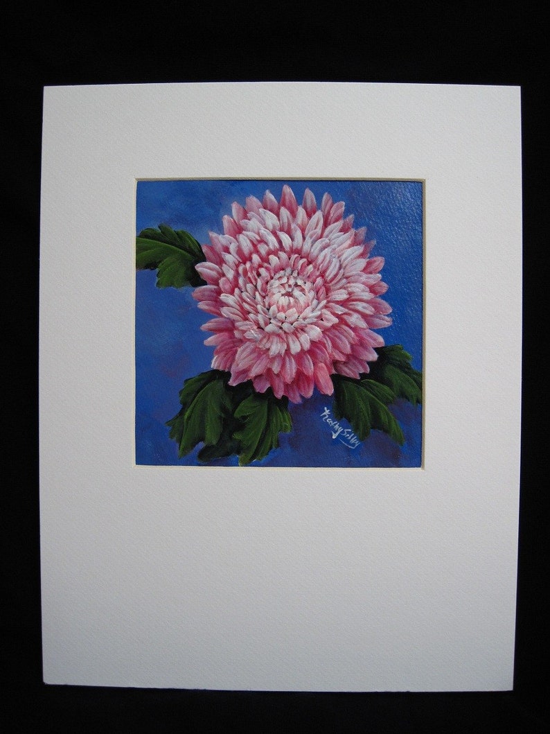 Fall Mums Painting, Original Acrylic Painting, 7 X 7 , Matted 11 X 14 ...