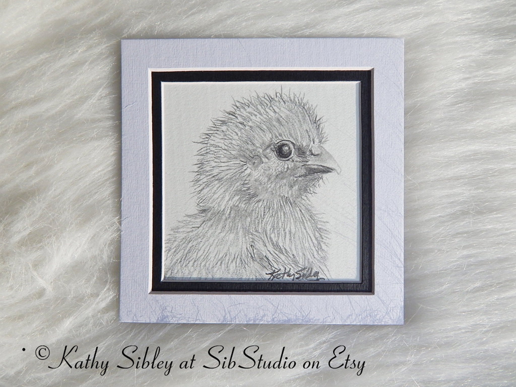 Baby Chick Drawing, Original Drawing, Matted 5 X 5 Inches, Chick ...