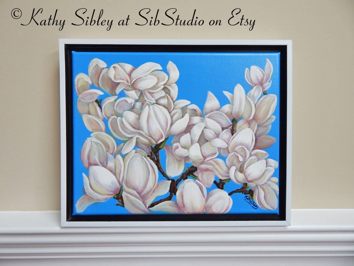 Magnolia Flower Painting, Original Acrylic Painting, 14 X 11 Inches ...