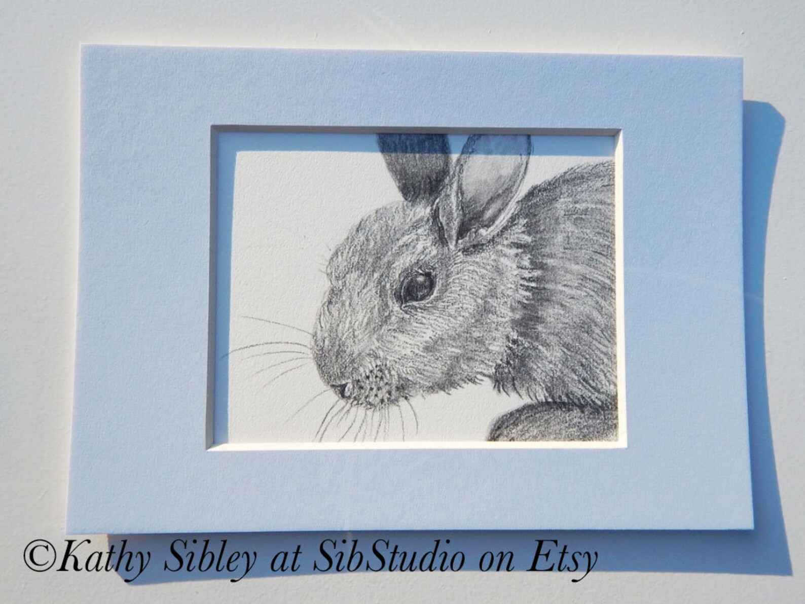 Peekaboo Bunny Drawing, Original Drawing, Matted 5 X 7 Inches, Bunny ...