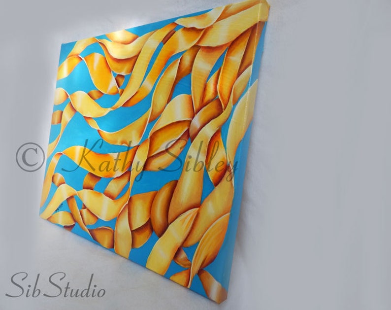 Yellow Ribbons Painting, 16 X 20 Inches Canvas, Original Acrylic ...