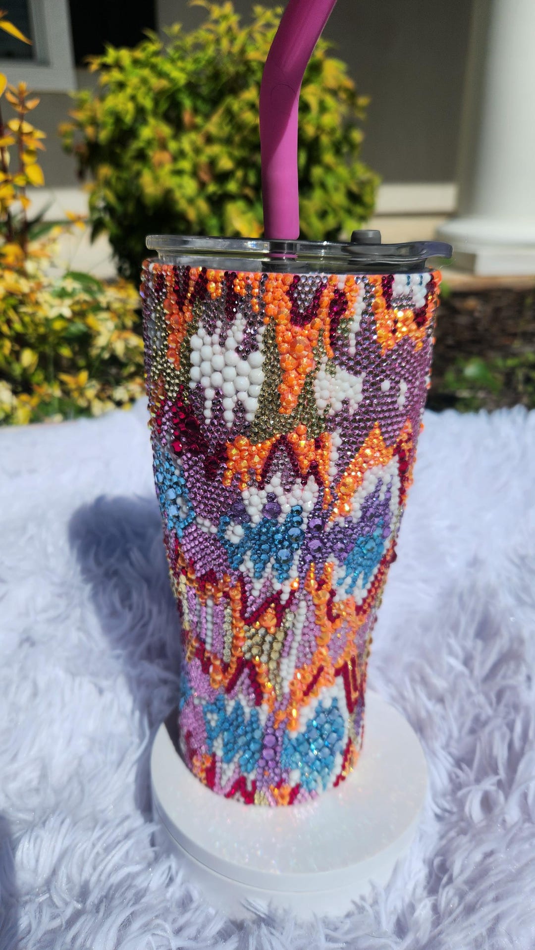 Vibrant Mosaic 30 Oz Blinged Tumbler With Straw - Etsy