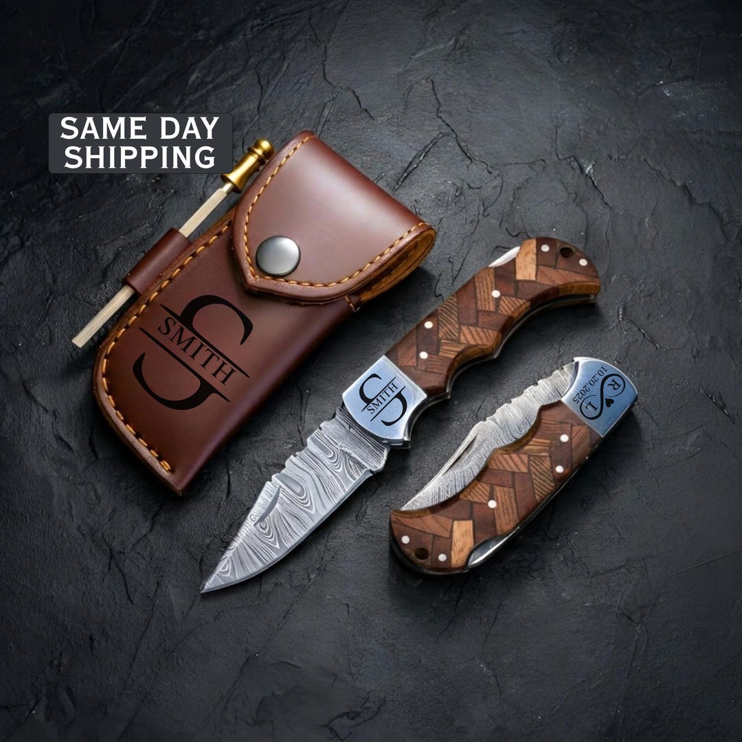 Handmade Damascus Pocket Knife, Boyfriend Birthday Gift Groomsmen Gift ...