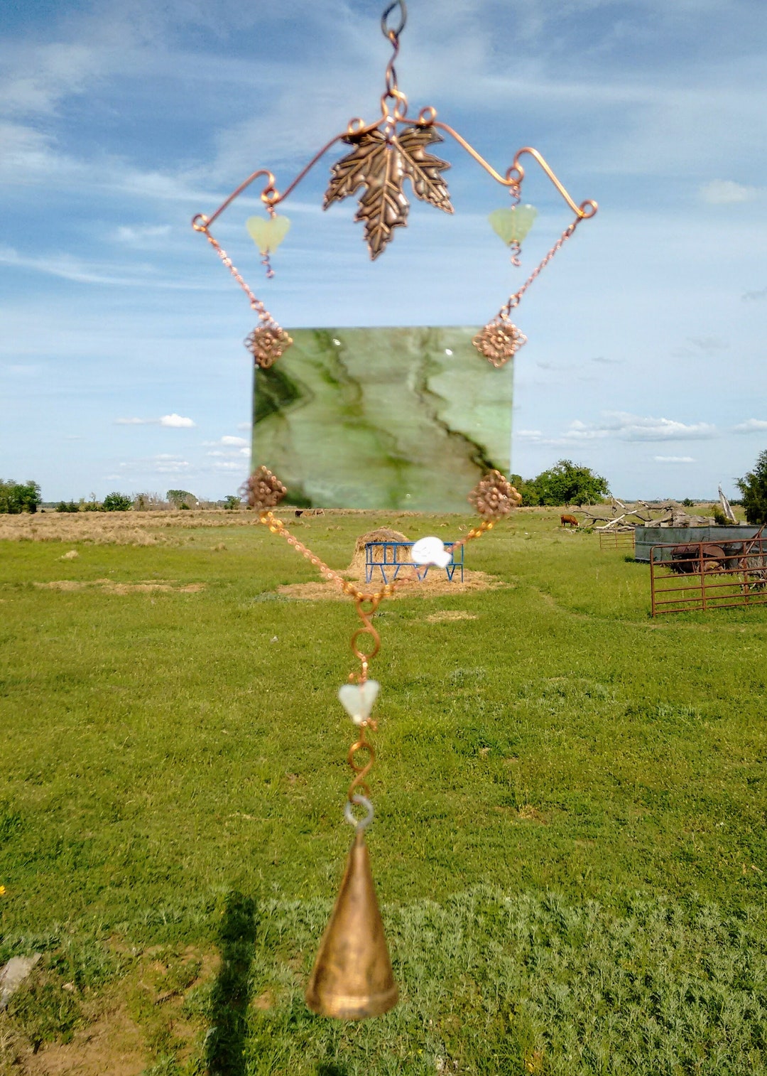 Green Wind Chimes, Leaf Wind Chimes, Copper Wind Chimes, Green Sun ...