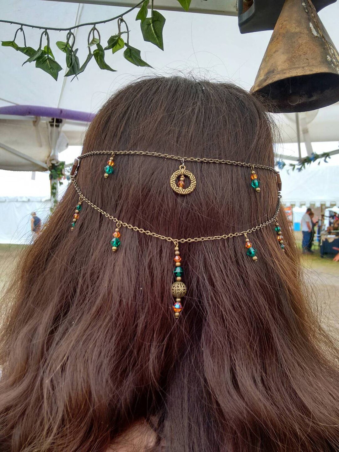 Antiqued Gold Hair Net With Austrian Crystals and Van Gogh Stained ...