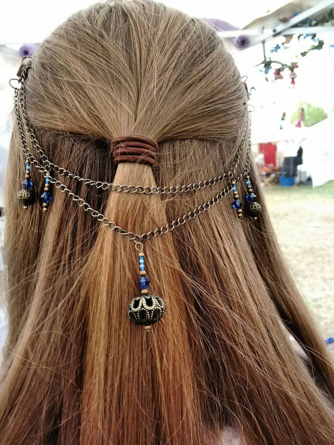 Antiqued Bronze Plated Hair Drape, Net With Austrian Crystals and Van ...