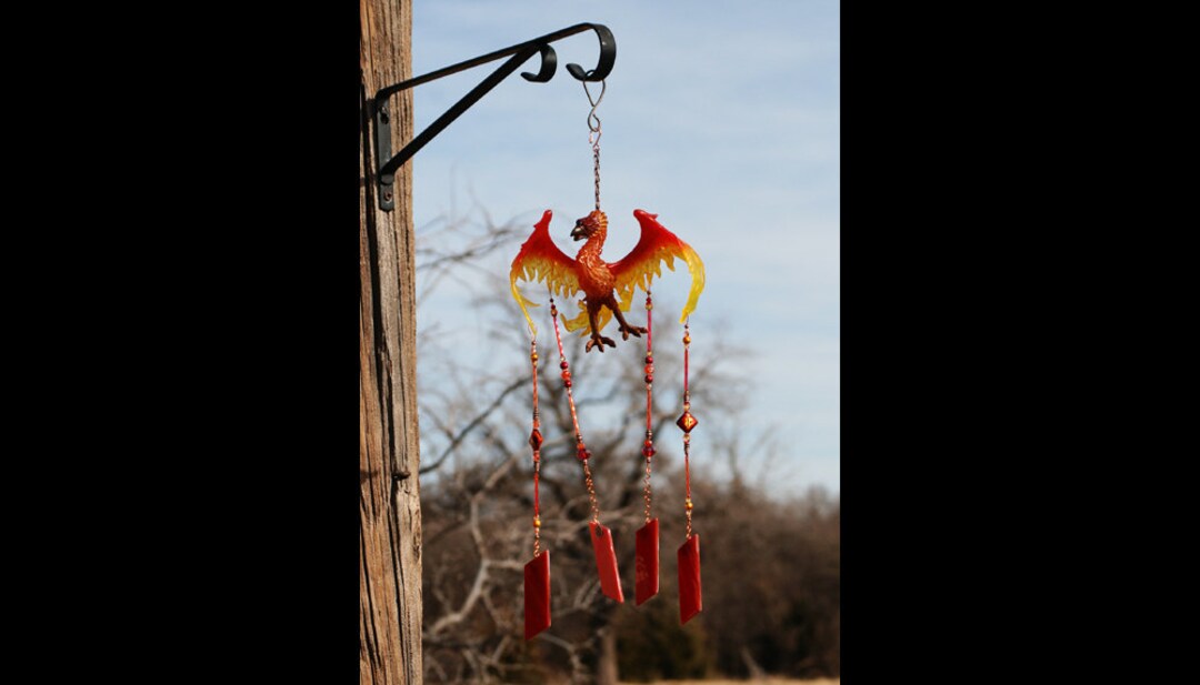 Phoenix Stained Glass Wind Chime for Garden, Cancer Survivor, Memorial ...