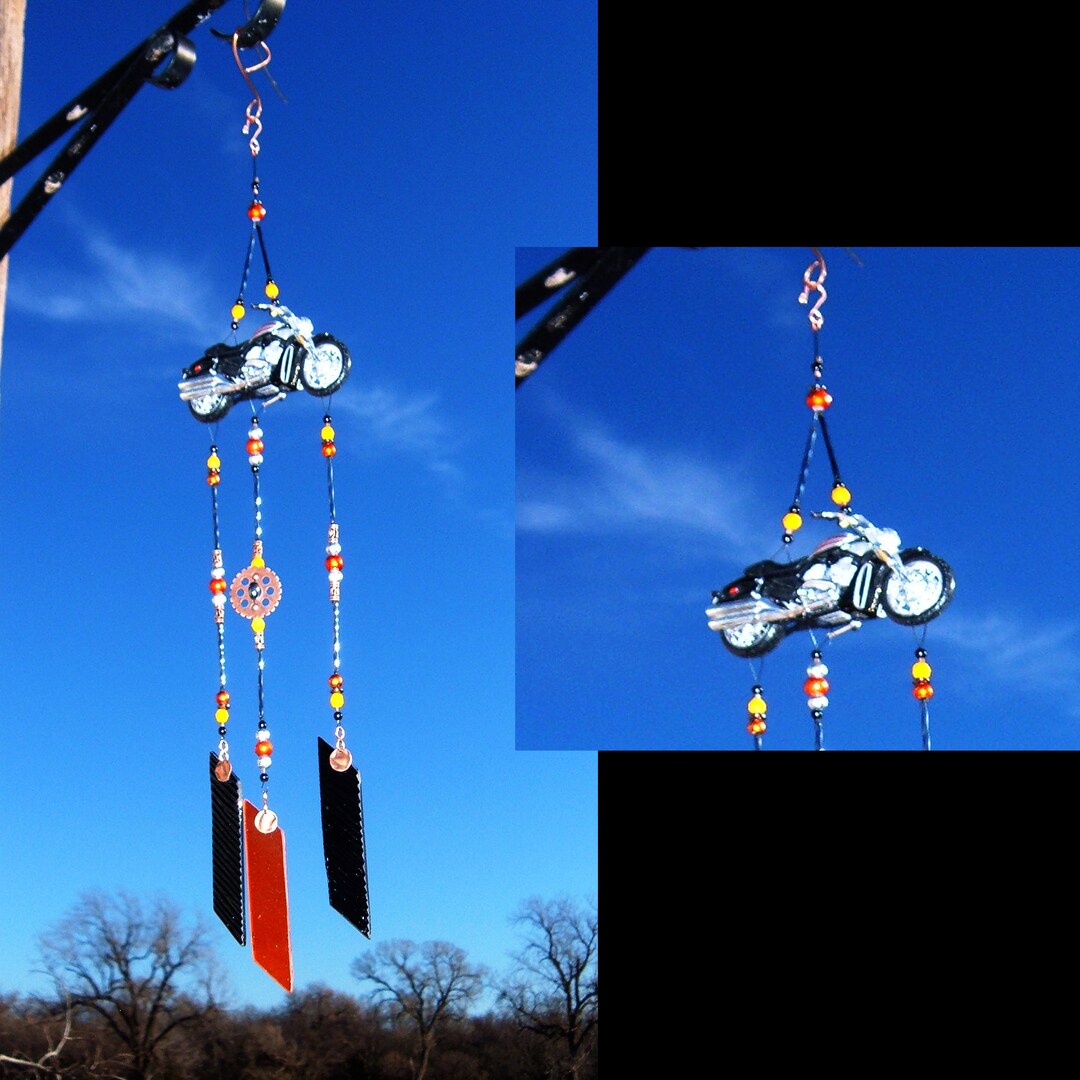 Motorcycle Stained Glass Wind Chime, Garden Wind Chimes, Gifts for ...