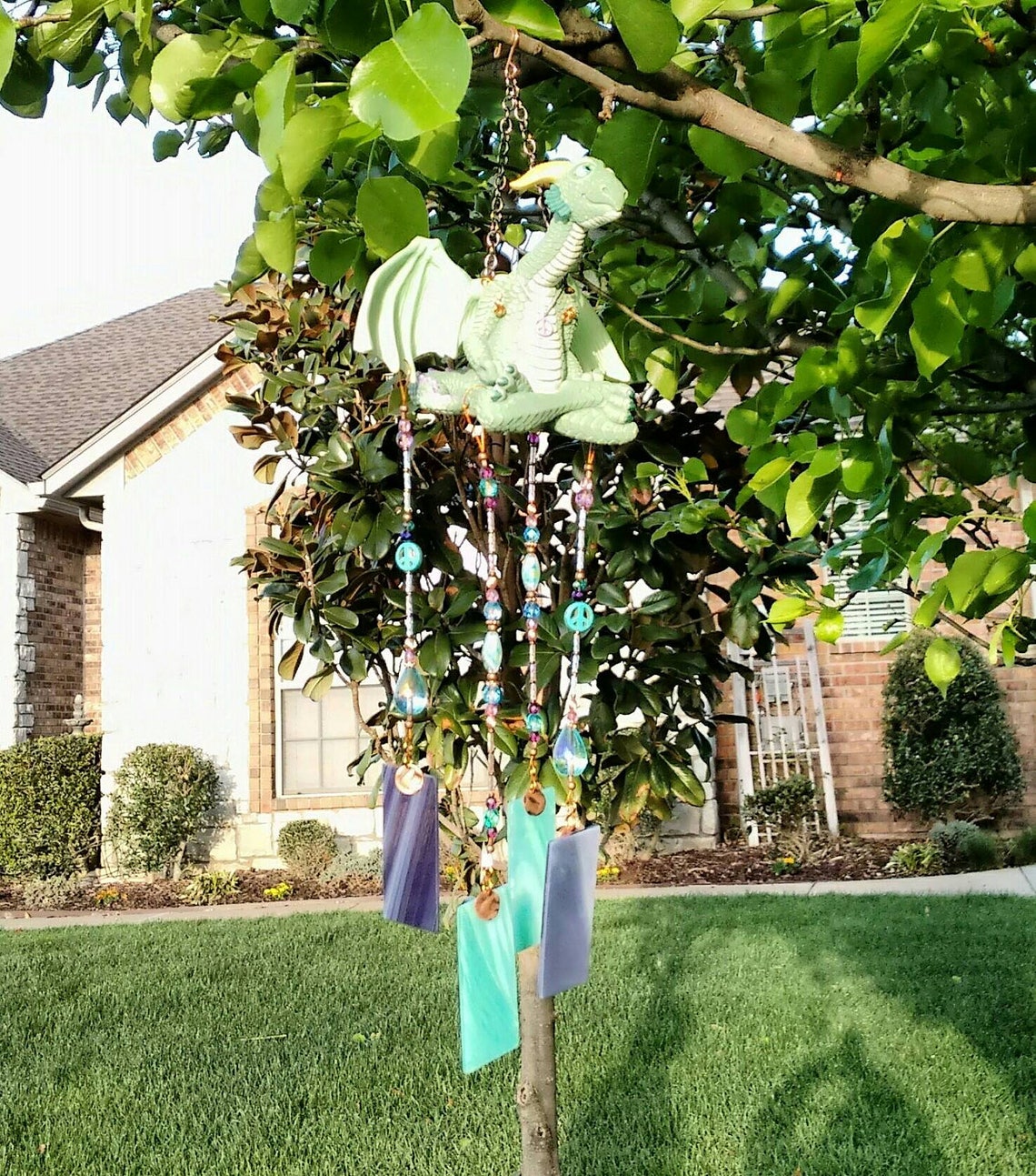 Dragon Wind Chimes Peace Dragon Wind Chimes Stained Glass Wind | Etsy
