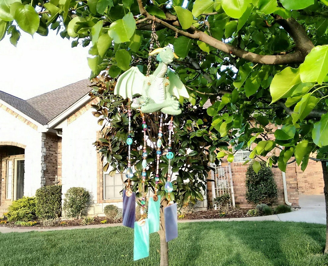 Dragon Wind Chimes Peace Dragon Wind Chimes Stained Glass Wind Chimes ...