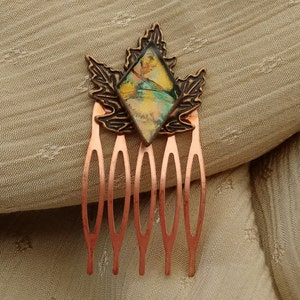 Hair Combs, Copper Leaf Stained Glass Hair Combs, Vintage Style Hair ...