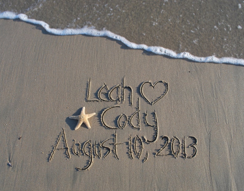 Bride Groom Custom Names Written in the Sand REAL Beach Sand ...