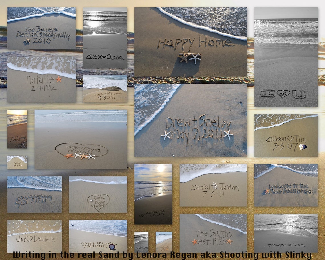 Bride Groom Custom Names Written in the Sand REAL Beach Sand - Etsy