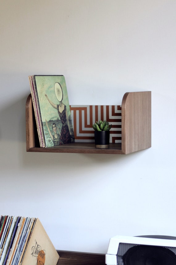 The new Hat Floating Walnut Record Shelf - Etsy