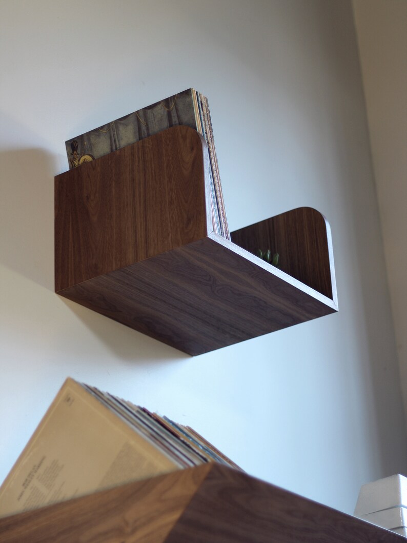The new Hat Floating Walnut Record Shelf - Etsy