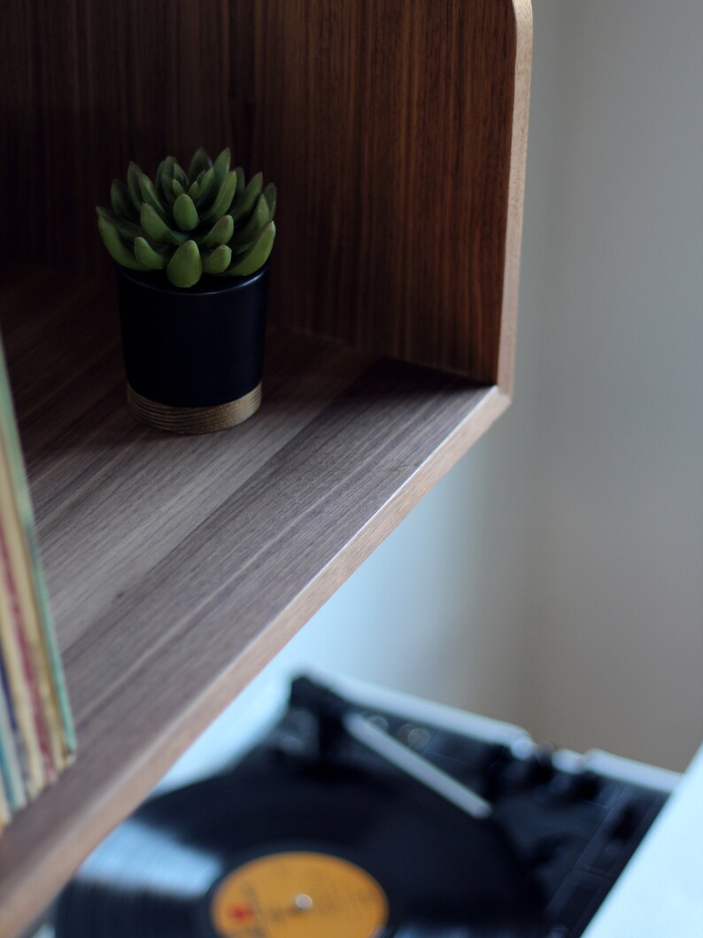 The new Hat Floating Walnut Record Shelf | Etsy