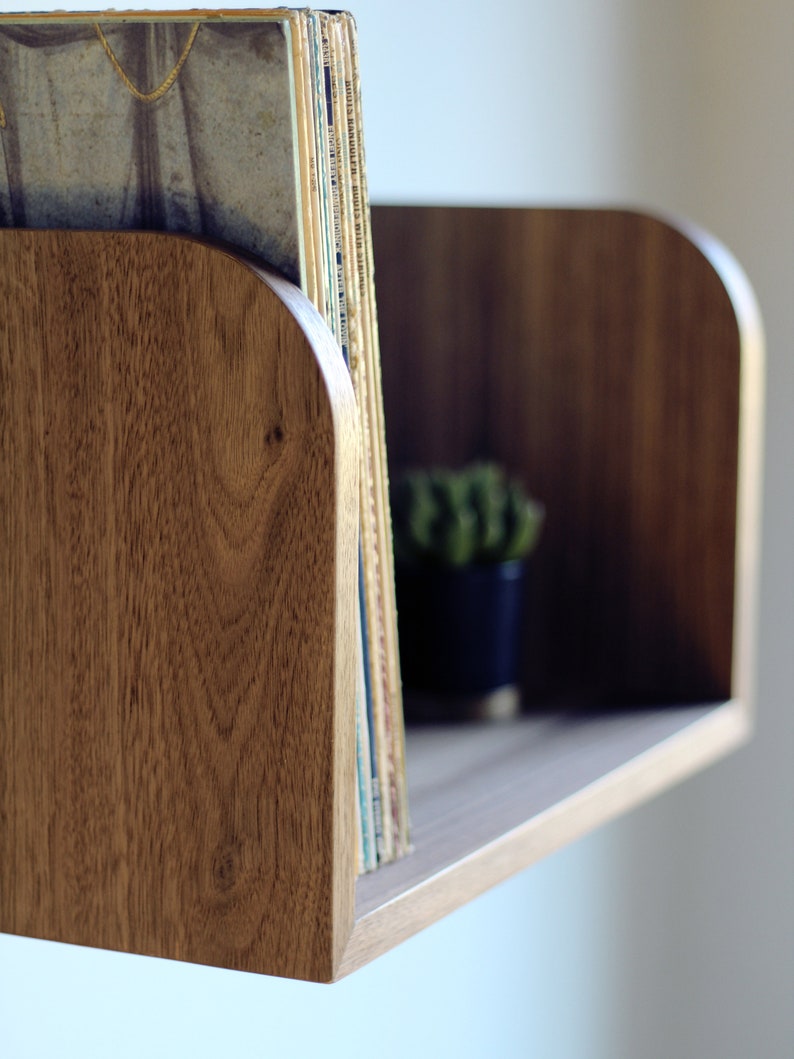The new Hat Floating Walnut Record Shelf | Etsy